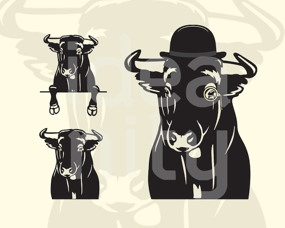 Peeking Bull face clipart shirt design Bull Face SVG Bull Silhouette ...