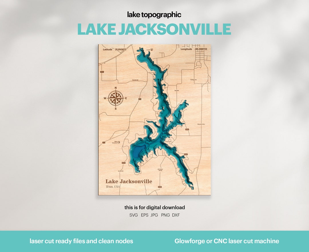 Lake Jacksonville Topographic Map SVG: Laser Cut File (digital Download ...