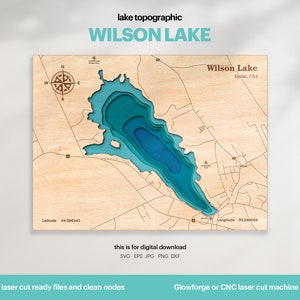 Lake House Decor, Wilson Lake Map SVG, Wood Wall Decor Gift ...