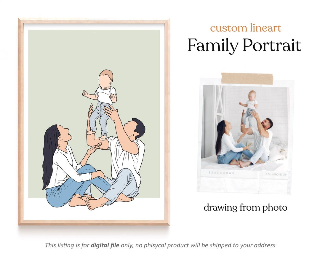 Custom Family Portrait: Faceless Color Illustration (digital Download ...