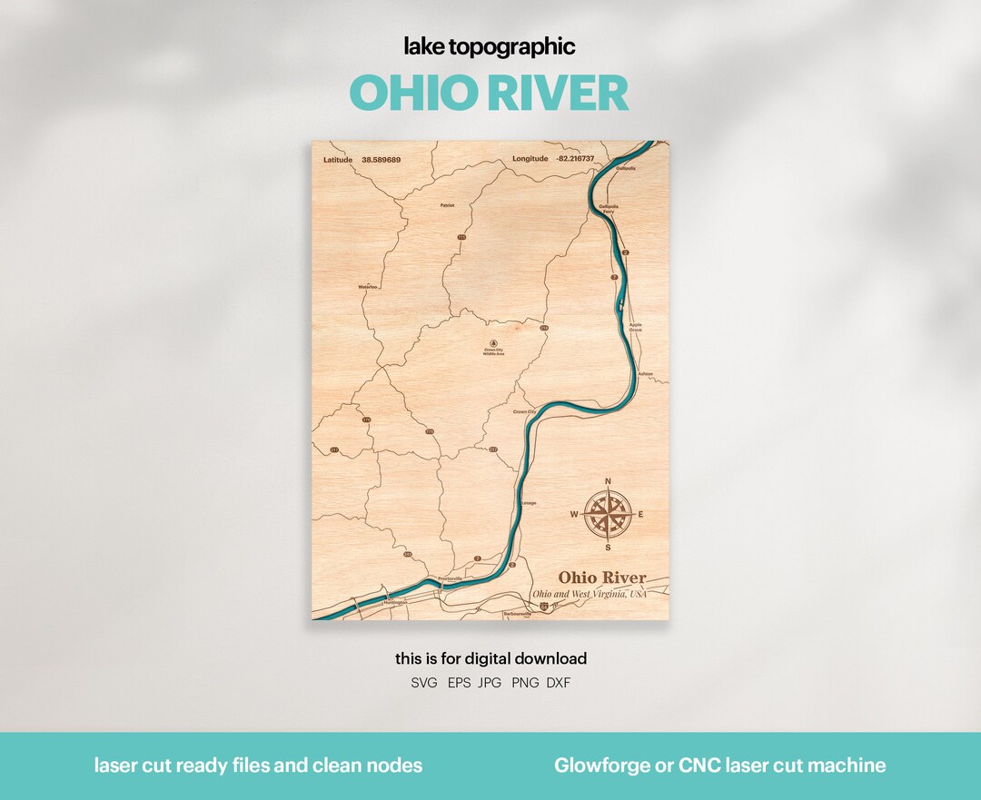 Ohio River Map SVG: 3D Topographic Laser Cut File (digital Download) - Etsy