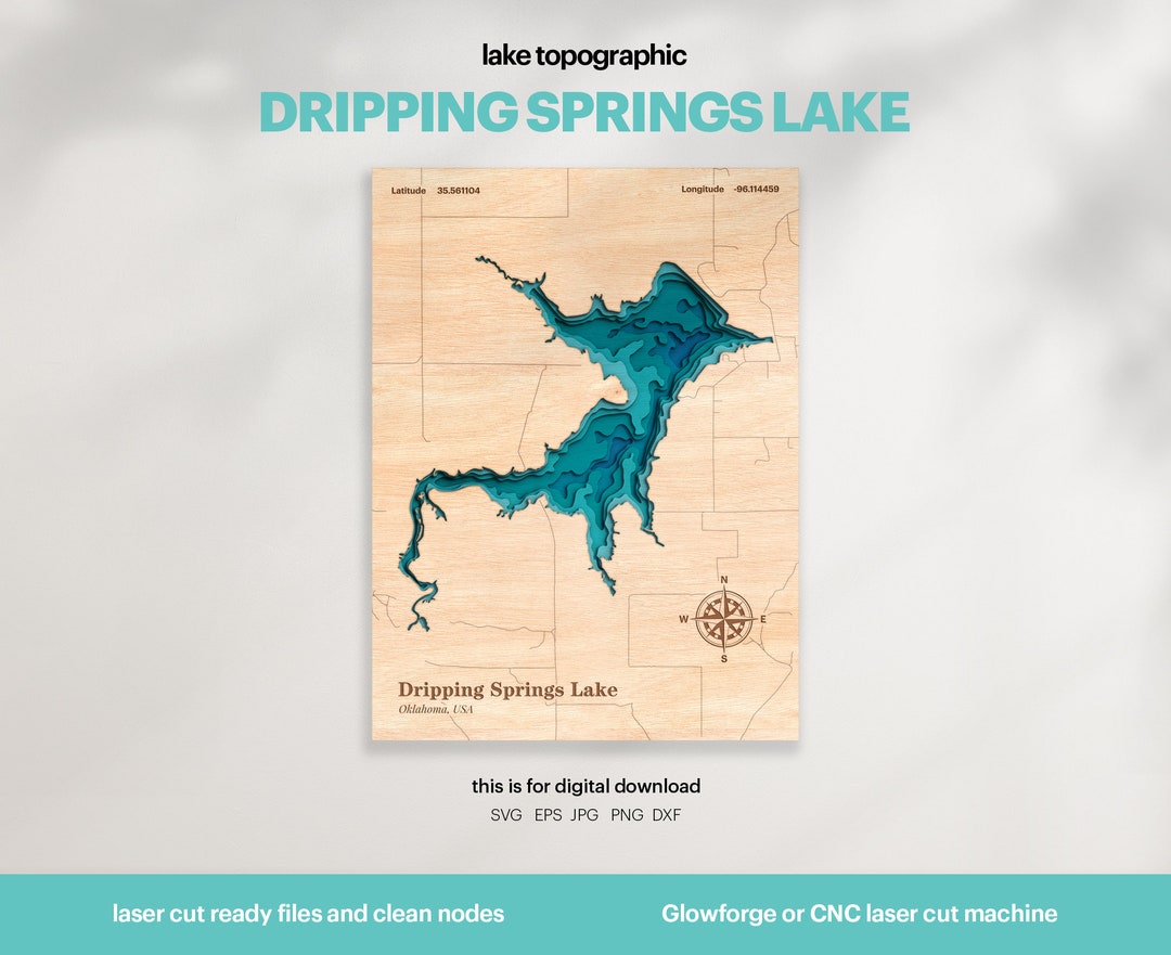 Lake House Decor, Dripping Springs Lake Map SVG, Wood Wall Decor Gift ...