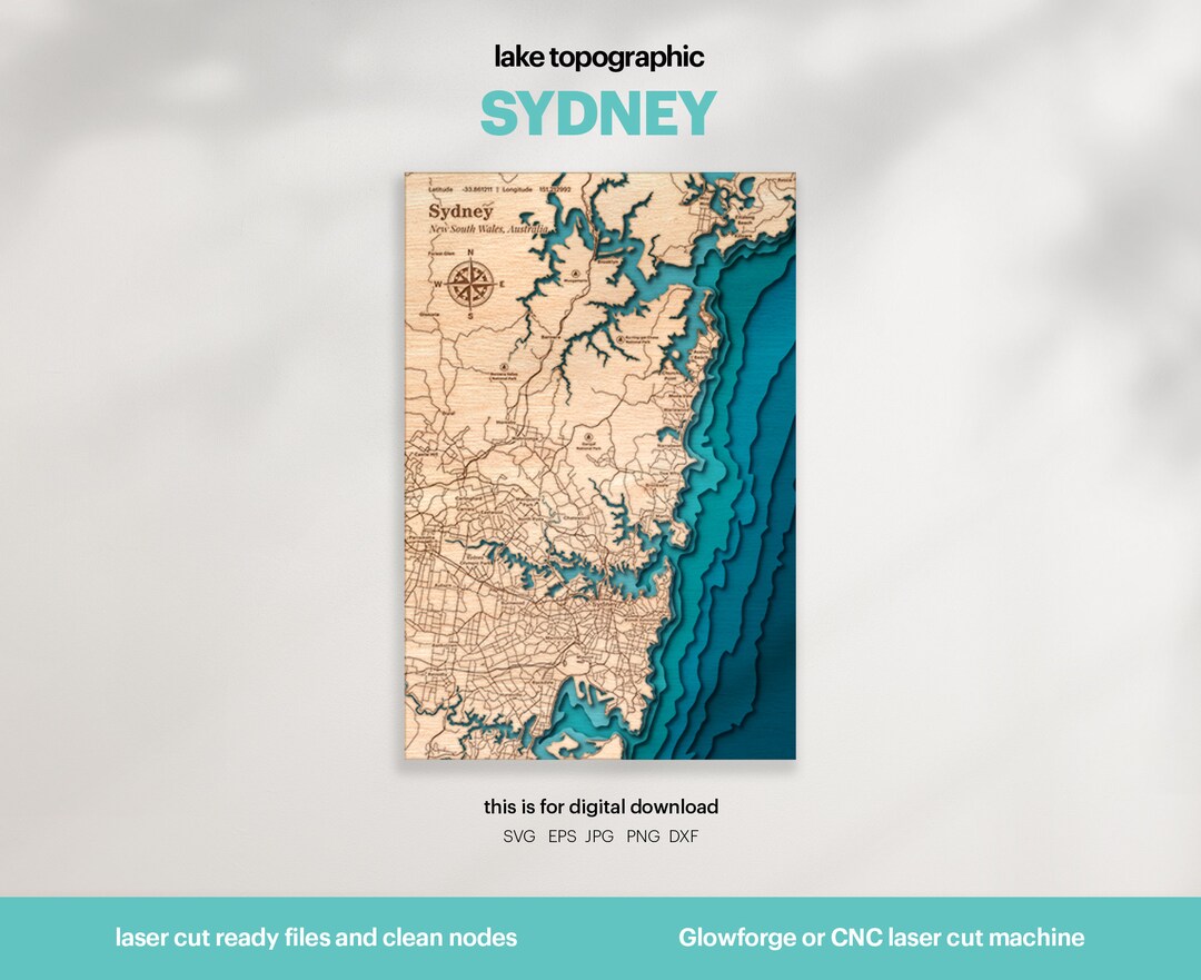 Lake House Decor, Sydney Island Map SVG, Wood Wall Decor Gift ...