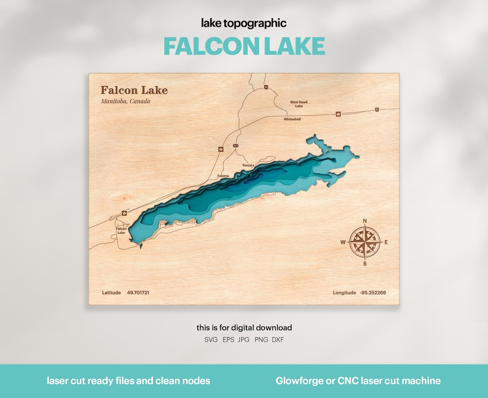 Falcon Lake Topographic Map SVG: 3D Wood Wall Art (digital Download) - Etsy