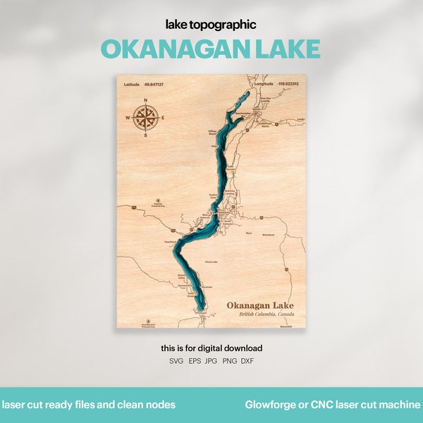 Okanagan Lake Map Svg - Etsy