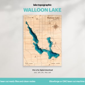 Lake House Decor, Walloon Lake Map SVG, Wood Wall Decor Gift ...