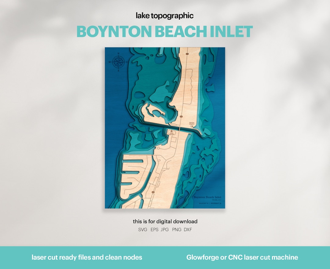 Lake House Decor, Boynton Beach Inlet Map SVG, Map Art, Wood Wall Decor ...