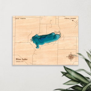Lake House Decor, Blue Lake Map SVG, Map Art, Wood Wall Decor Gift ...