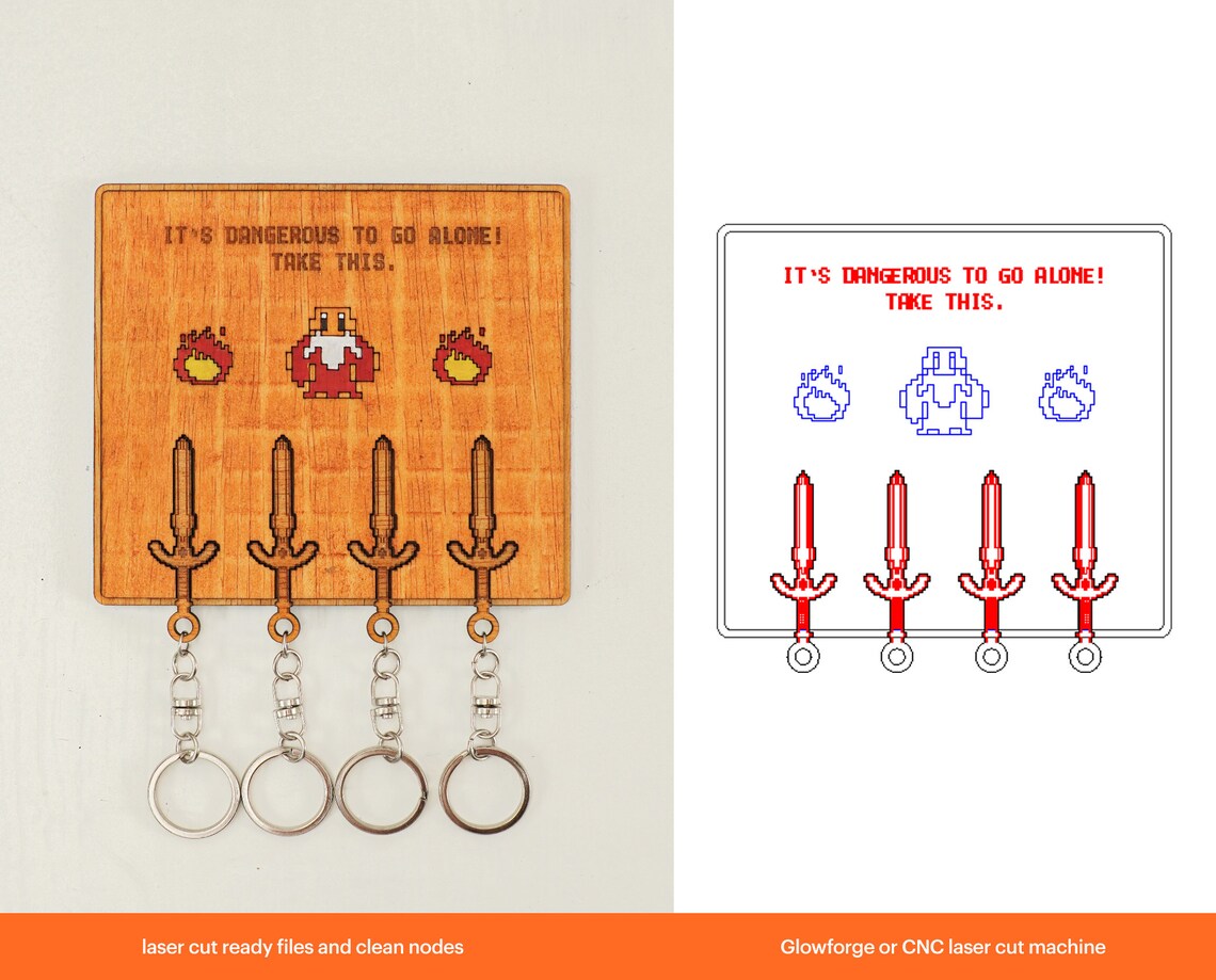 Zelda Key Holder With Pixel Sword Key Chain Wall Key Holder | Etsy