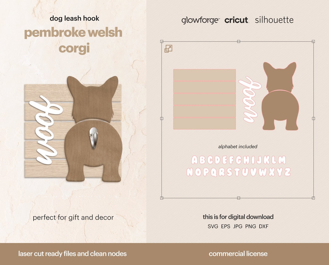 Corgi Butt Leash Hook SVG: Dog Silhouette File (digital Download) - Etsy