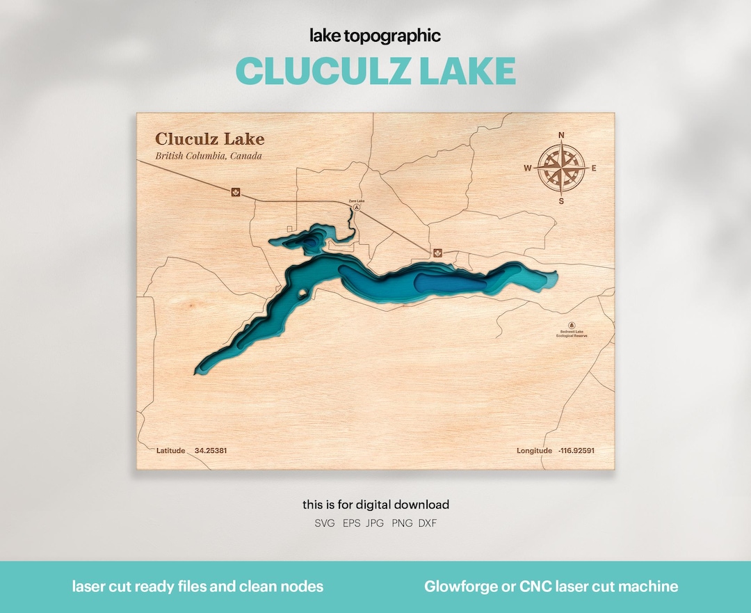 Lake House Decor, Cluculz Lake Map SVG, Wood Wall Decor Gift ...