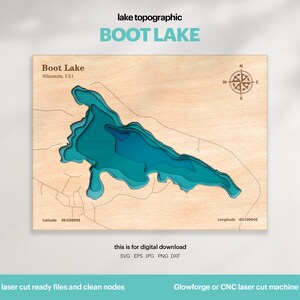 Lake House Decor, Boot Lake Map SVG, Wood Wall Decor Gift, Topographic ...