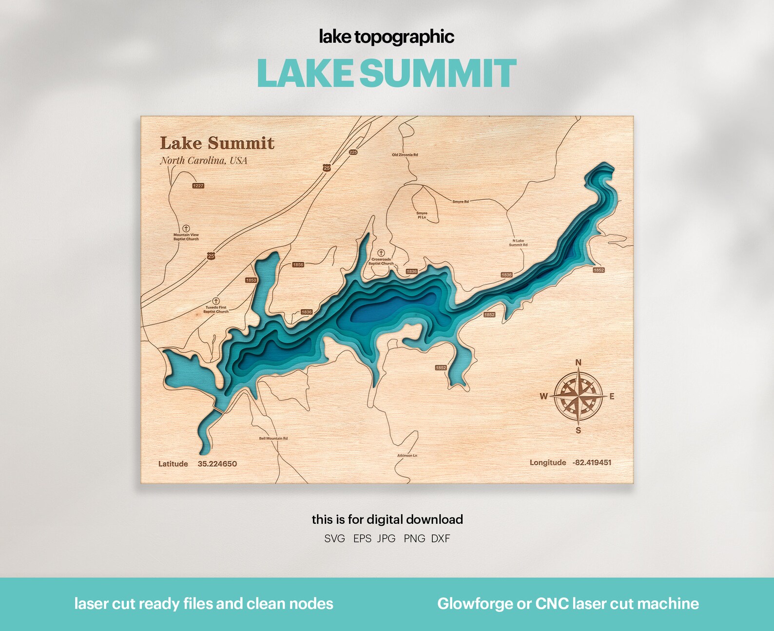 Summit Lake Topographic Map SVG: 3D Wood Wall Art (digital Download) - Etsy