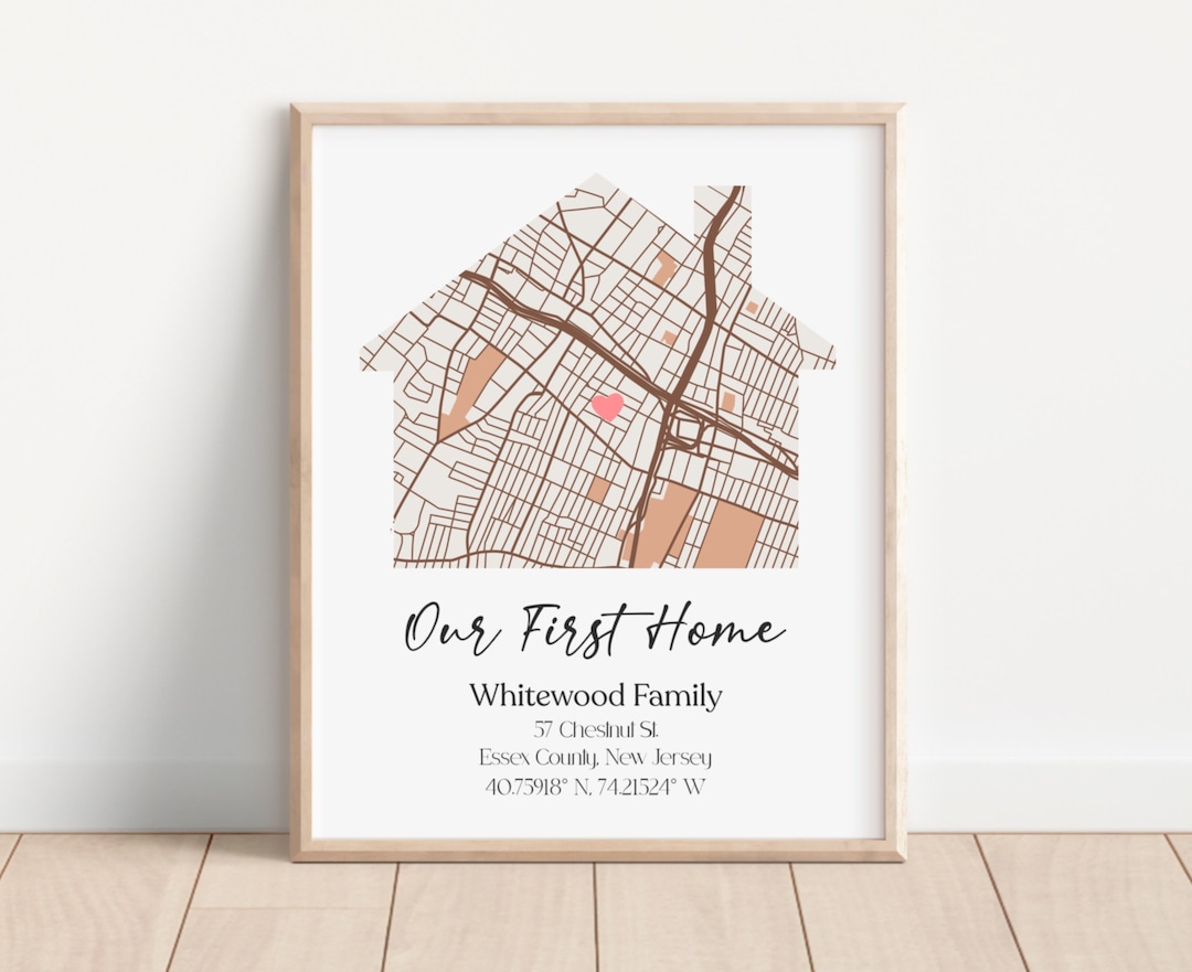 New Home Map Poster, First Home Gift, Custom Personalized Housewarming ...