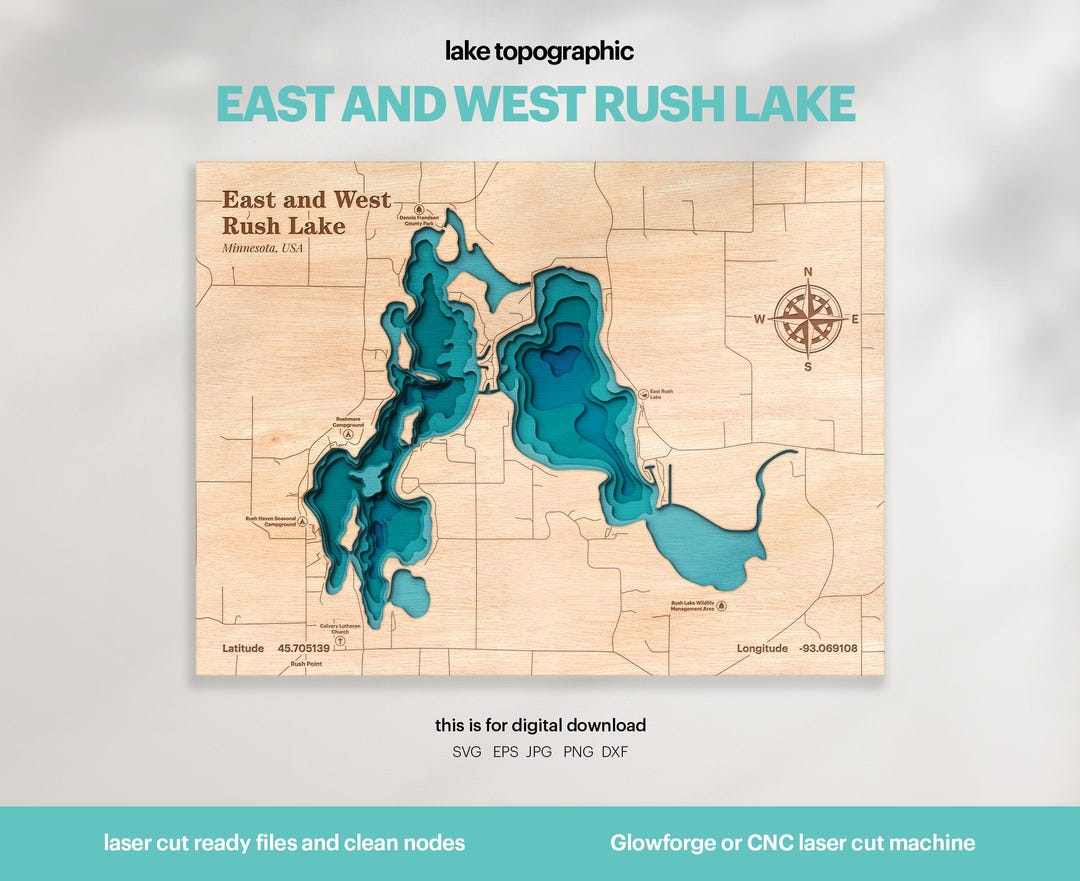 Lake House Decor, East and West Lake Map SVG, Wood Wall Decor Gift ...