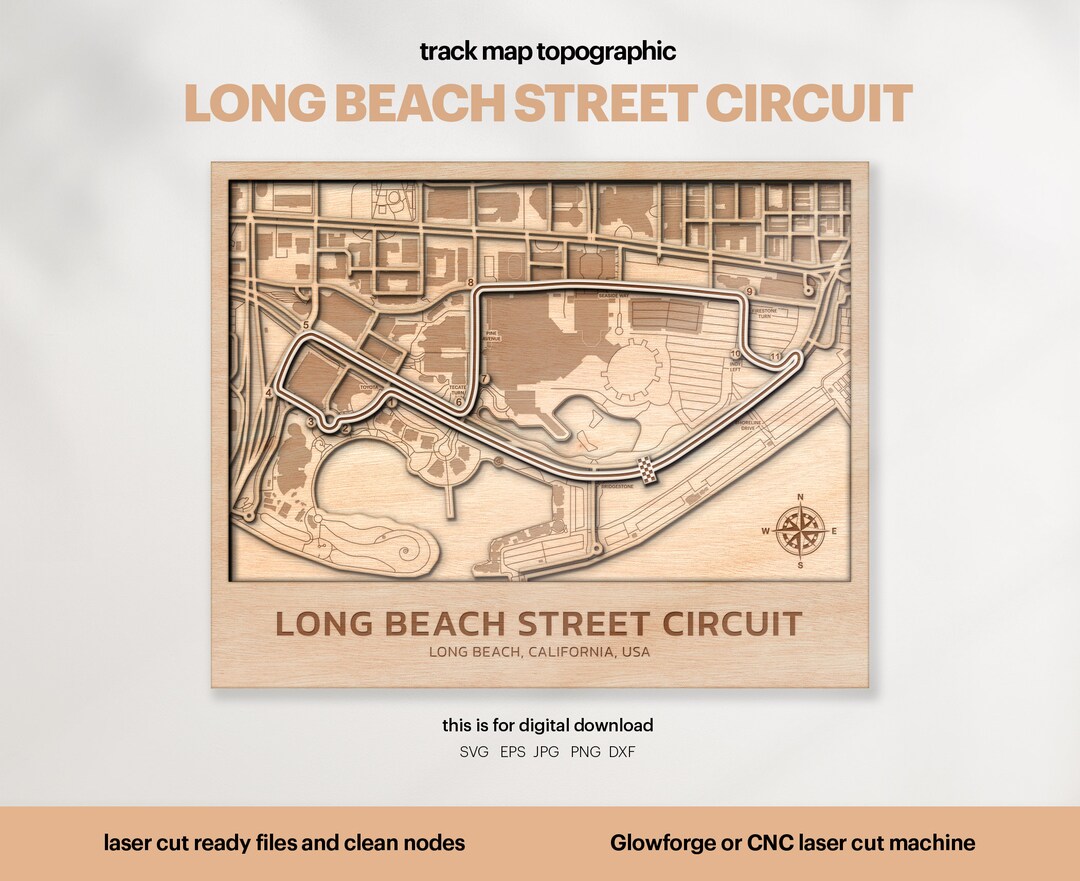 Race Tracks Map Topography, Long Beach Map SVG, Famous Circuit Racing ...