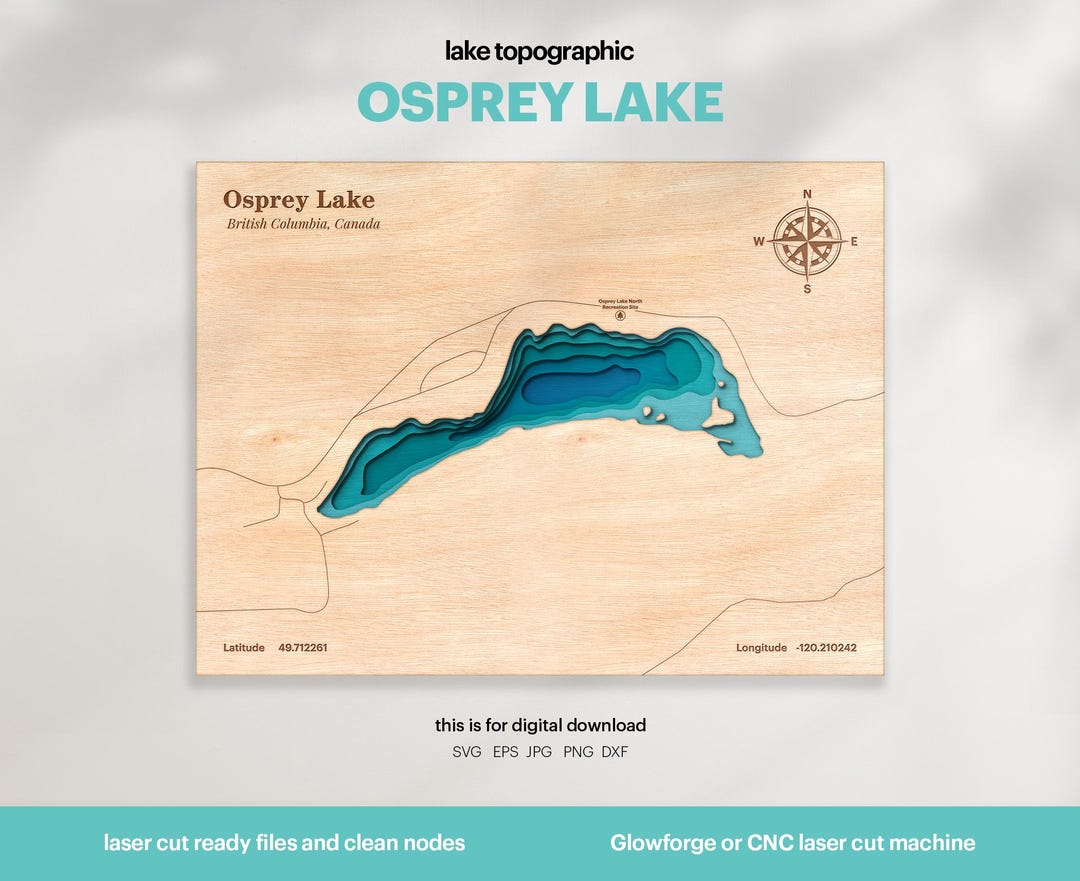 Lake House Decor, Osprey Lake Map SVG, Wood Wall Decor Gift ...
