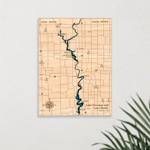 Lake House Decor, Lake Freeman and Shafer Map SVG, Map Art, Wood Wall ...