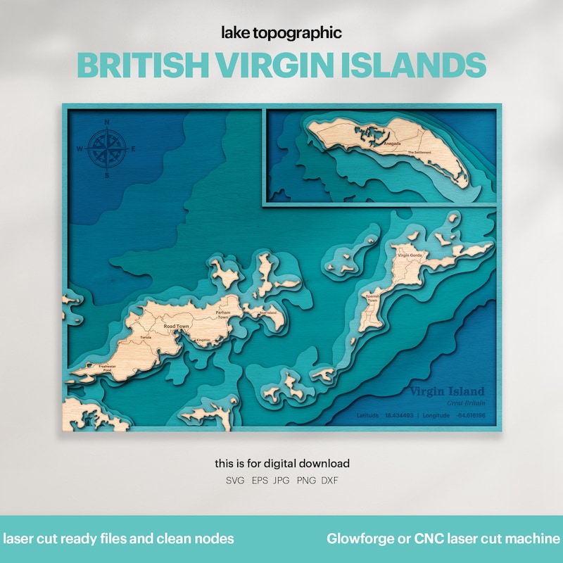 Virgin Islands Map - Etsy