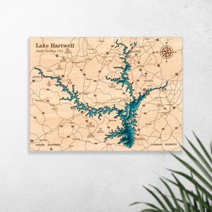 Lake House Decor, Lake Hartwell Map SVG, Lake Life, Map Art, Wood Wall ...
