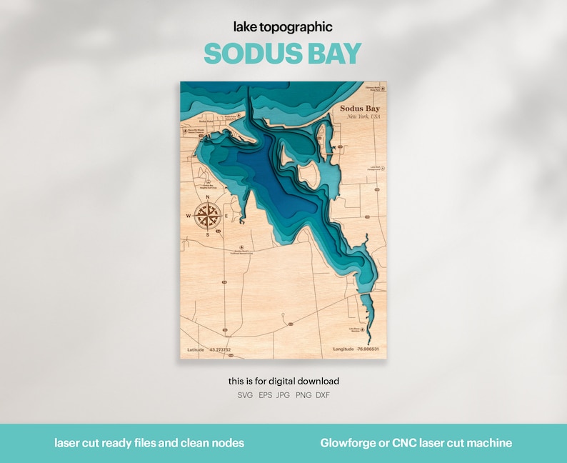 Sodus Bay Topographic Map SVG: Lake House Decor (digital Download) - Etsy
