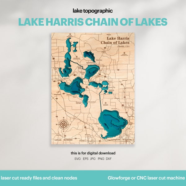 Wood Harris Chain of Lakes Maps - Etsy