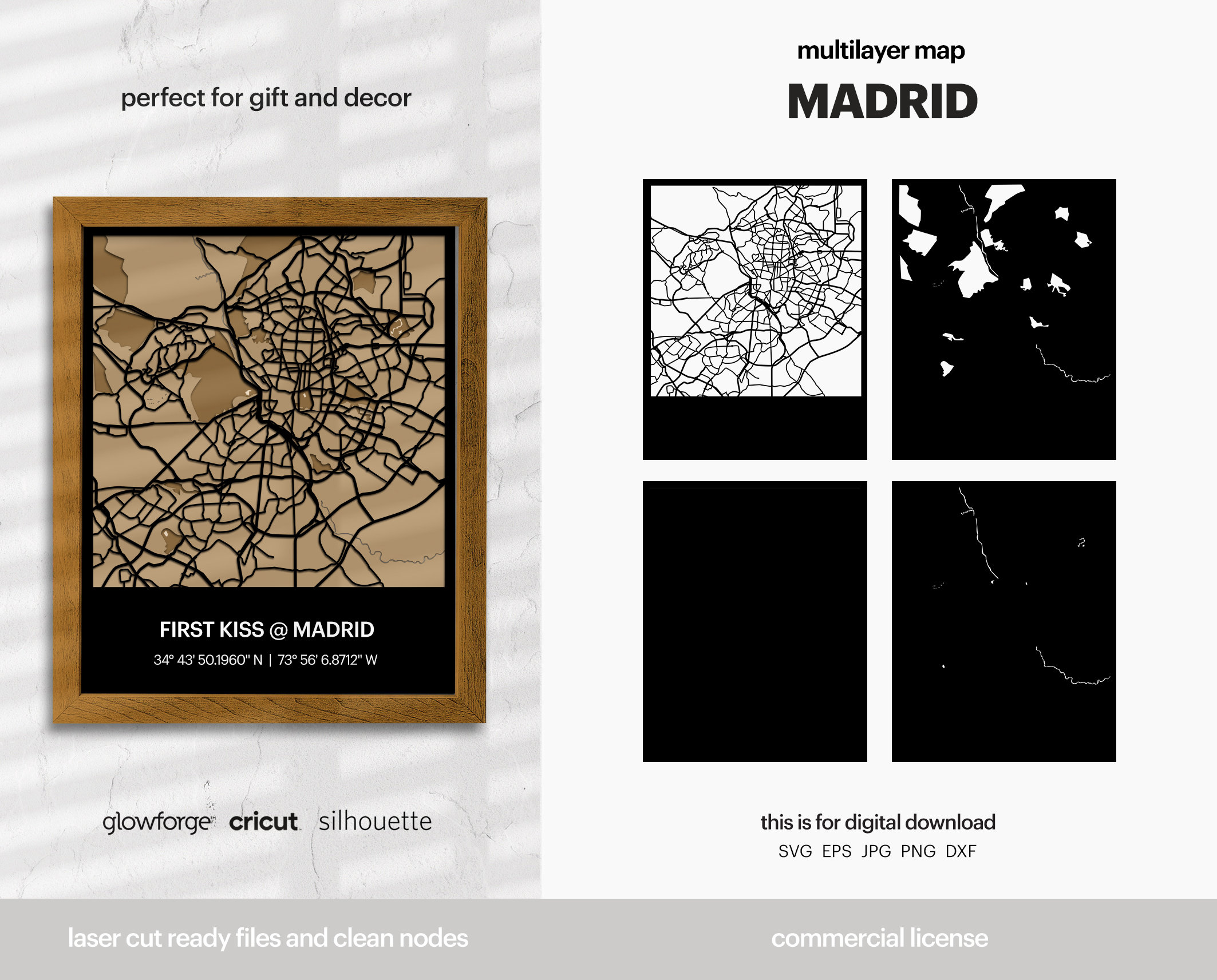Madrid Layered City Map City Map Wall Art Multi Layered - Etsy
