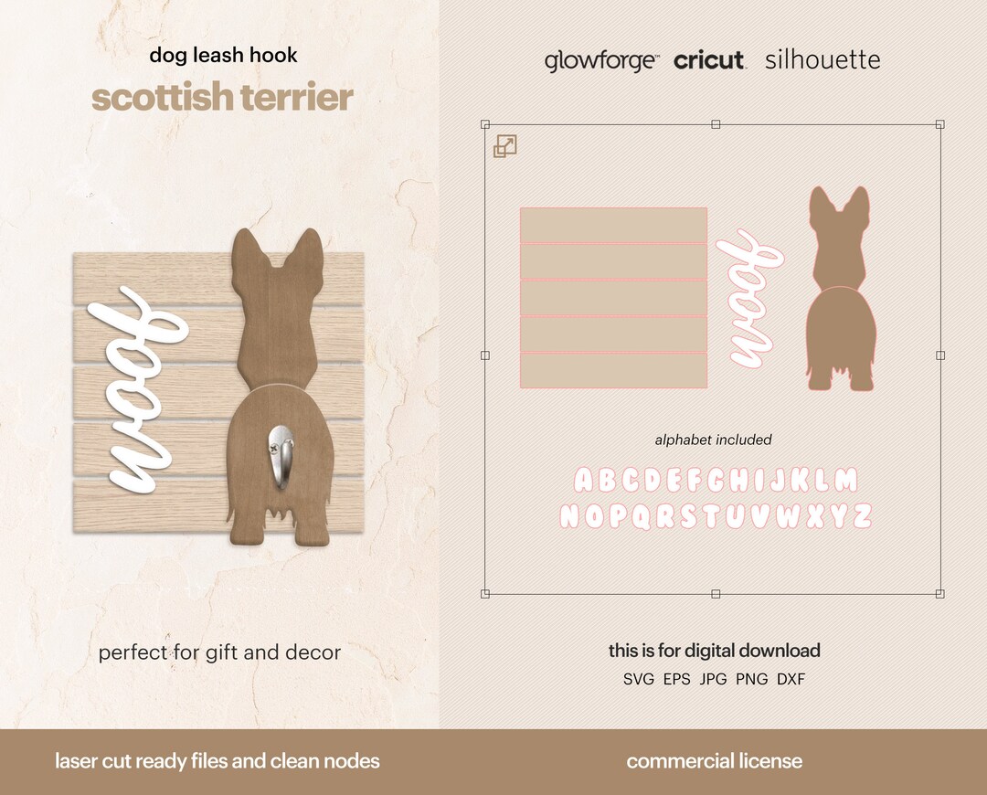 Scottish Terrier Leash Hook SVG: Dog Silhouette (digital Download) - Etsy
