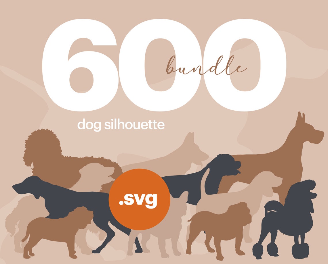 600 Dog Breeds Silhouette Bundle: SVG Vector Design (commercial License ...