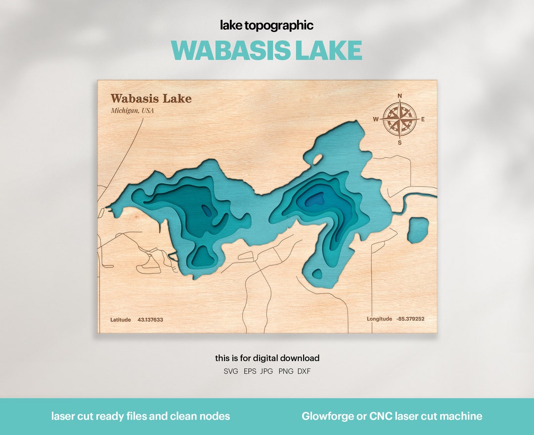 Wabasis Lake Topographic Map SVG: 3D Wood Decor (digital Download) - Etsy
