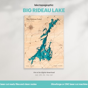 Lake House Decor, Big Rideau Lake Map SVG, Wood Wall Decor Gift ...