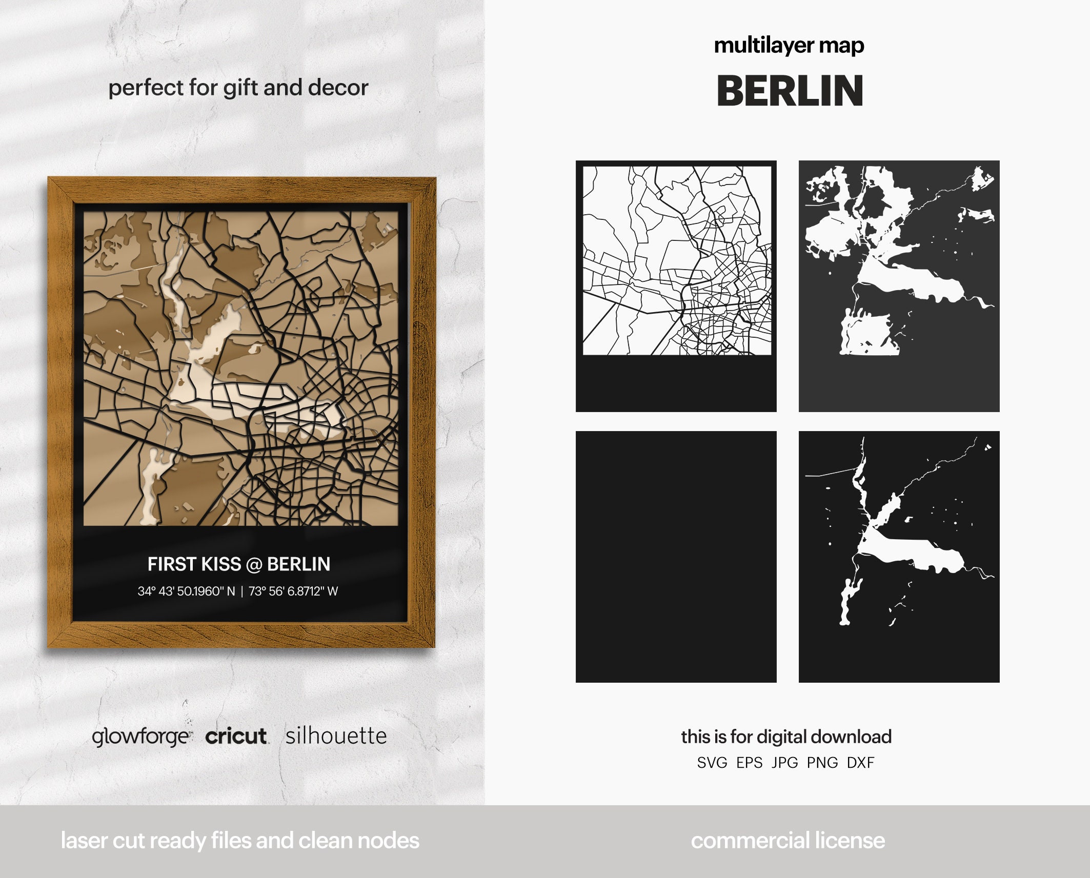 Berlin Layered City Map City Map Wall Art Multi Layered | Etsy