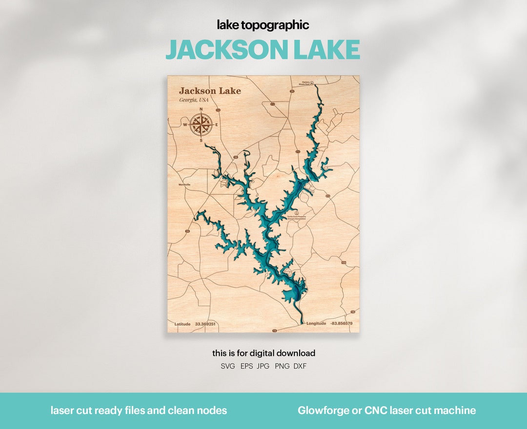 Jackson Lake Map SVG: 3D Topographic Wood Decor (digital Download) - Etsy