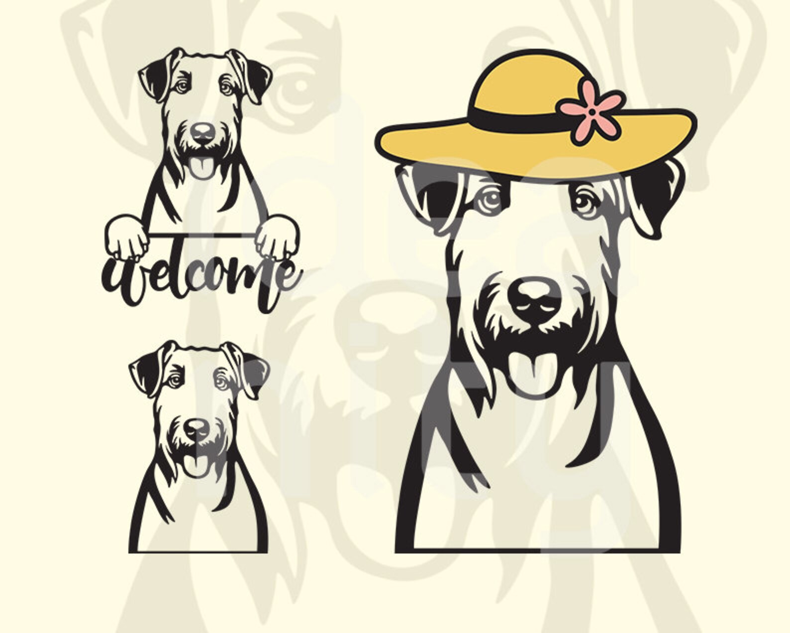 Airedale Terrier Svg Dog Svg Airedale Terrier Face Dog | Etsy