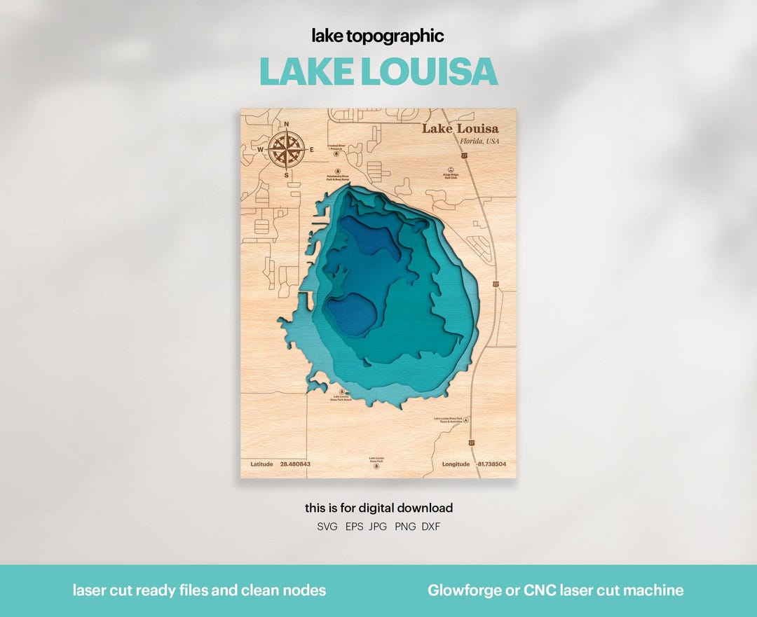 Lake House Decor, Louisa Lake Florida Map SVG, Wood Wall Decor Gift ...