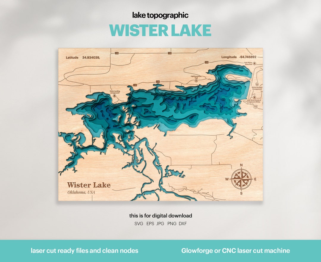 Wister Lake Topographic Map SVG: 3D Wood Wall Art (digital Download) - Etsy