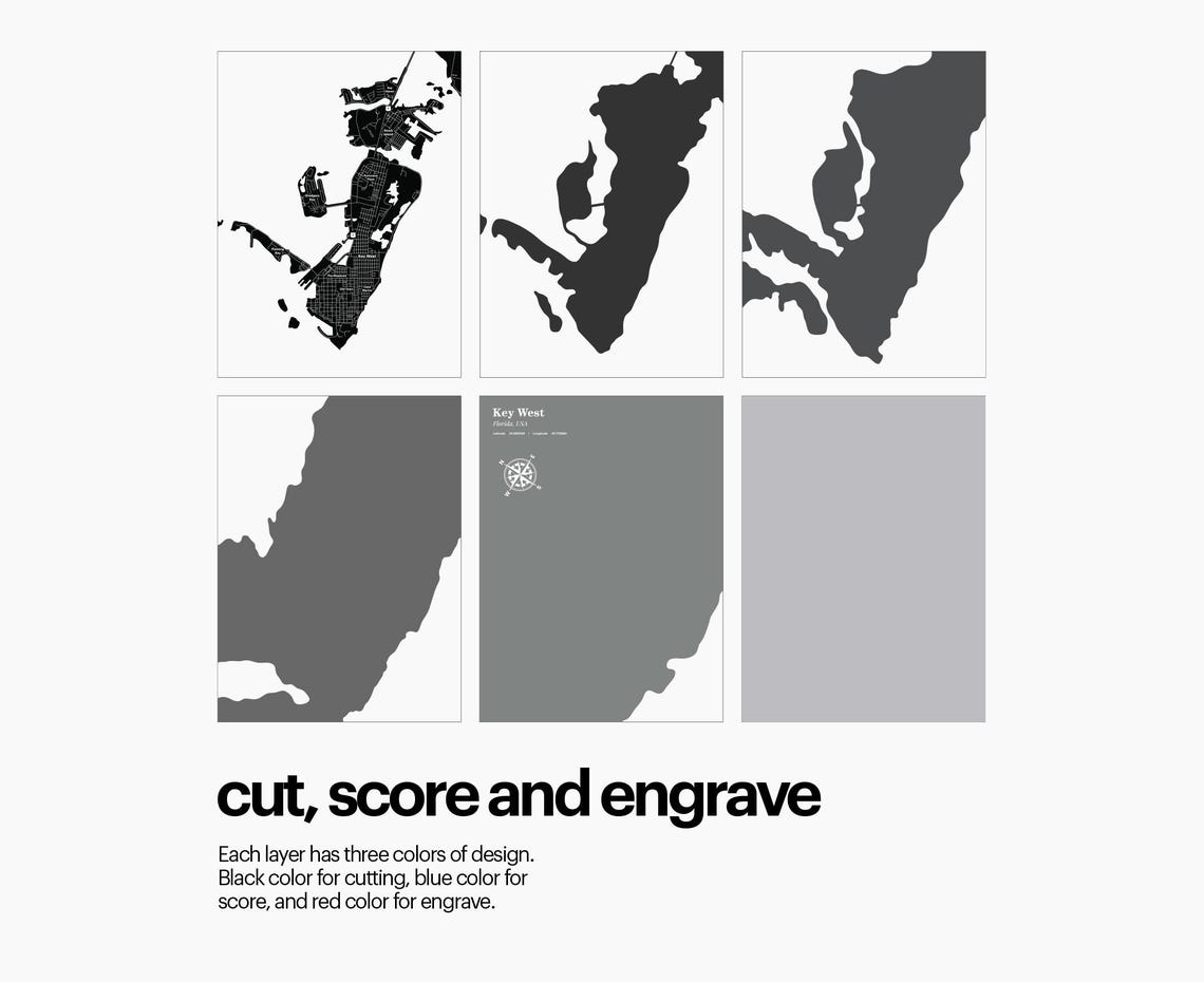 Key West Map SVG: 3D Topographic Laser Cut File (digital Download) - Etsy
