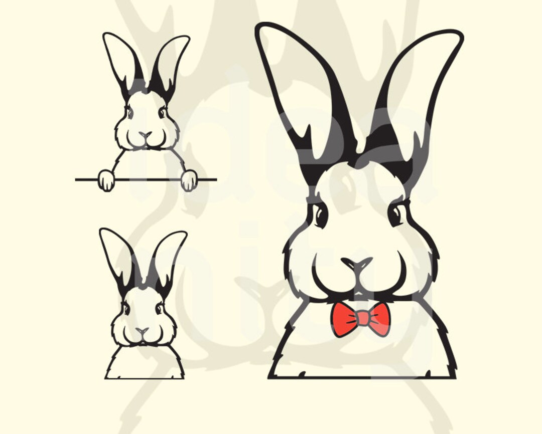 Funny Rabbit SVG Files for Cricut, Peeking Rabbit Face Clipart, Shirt ...