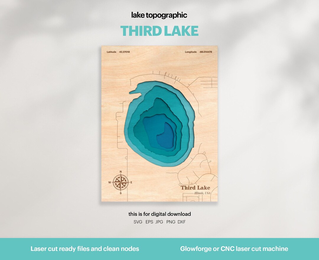 Third Lake Topographic Map SVG: 3D Wood Wall Art (digital Download) - Etsy