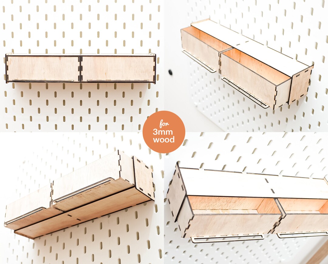 Pegboard Drawer 2 Slot: Laser Cut File for Glowforge (3mm Wood) - Etsy
