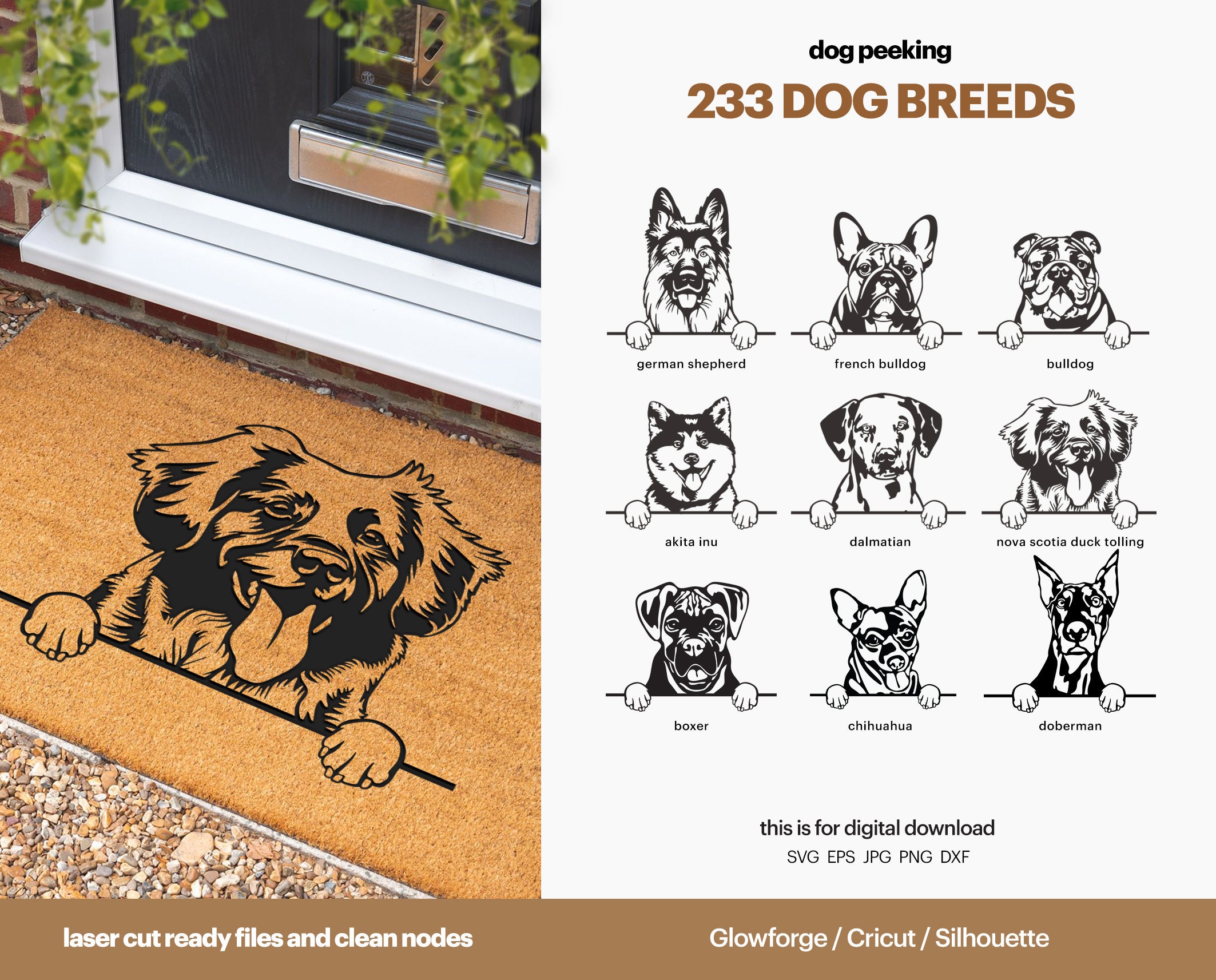 233 Dog Peek SVG Dog Peeking for Laser Cut Glowforge - Etsy