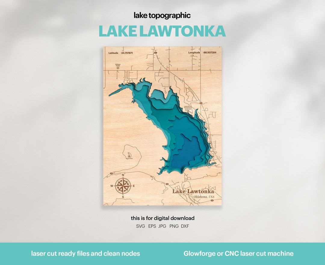 Lake House Decor, Lawtonka Lake Map SVG, Wood Wall Decor Gift ...
