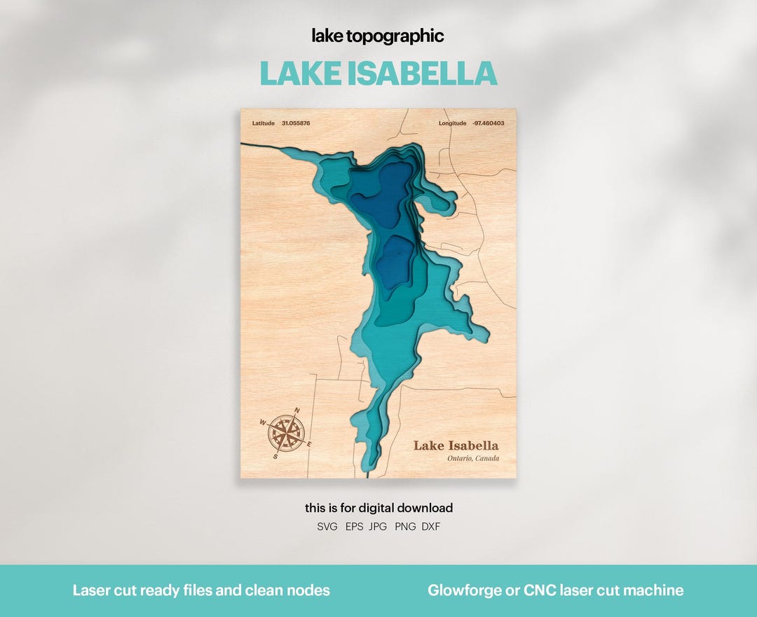 Lake House Decor, Isabella Lake Map SVG, Wood Wall Decor Gift ...