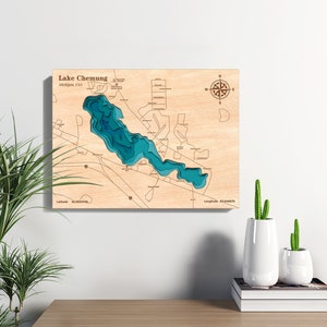 Lake Chemung Map SVG: Topographic Wood Decor, Glowforge File (digital ...