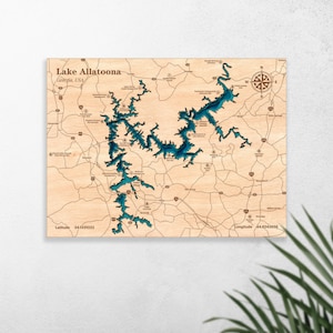 Lake House Decor, Lake Allatoona Map SVG, Wood Wall Decor, Personalized ...