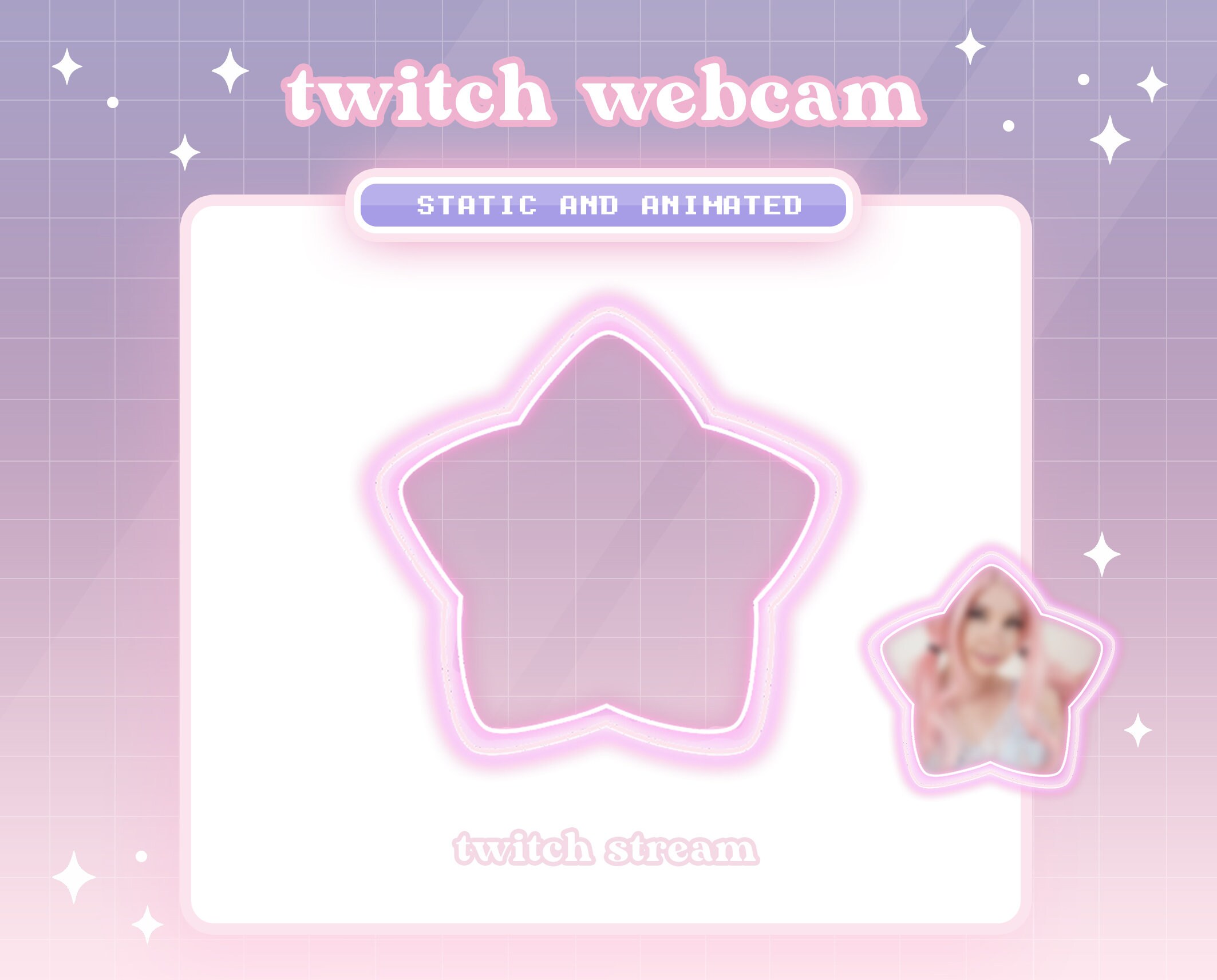 Animated Star Pink Webcam Overlay Girly Twitch Cam Overlay | Etsy