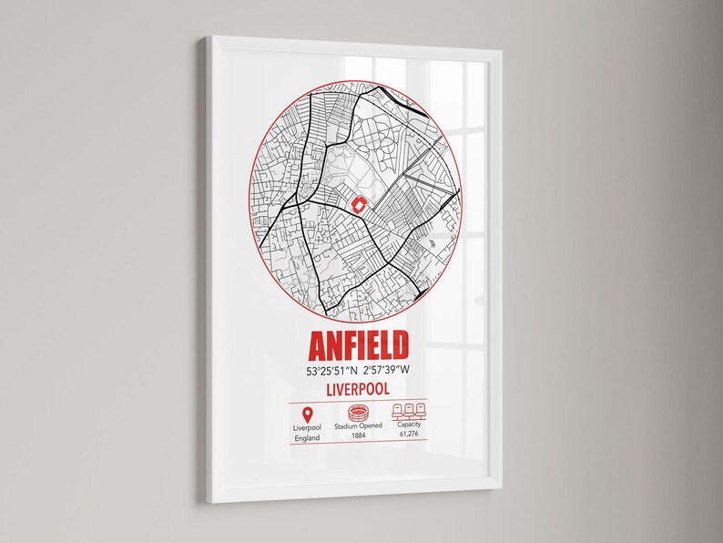 Liverpool FC Anfield Stadium Minimalist Map Print - Etsy