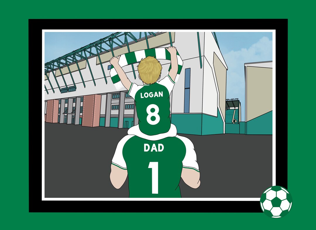 Hibernian Gifts Personalised Easter Road Stadium Print Adult and Boy on ...