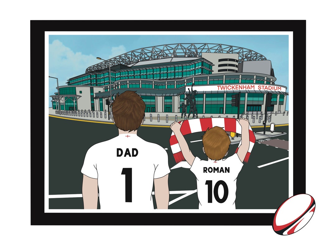 Custom Rugby Print, Personalised England Rugby Gift Twickenham Stadium ...