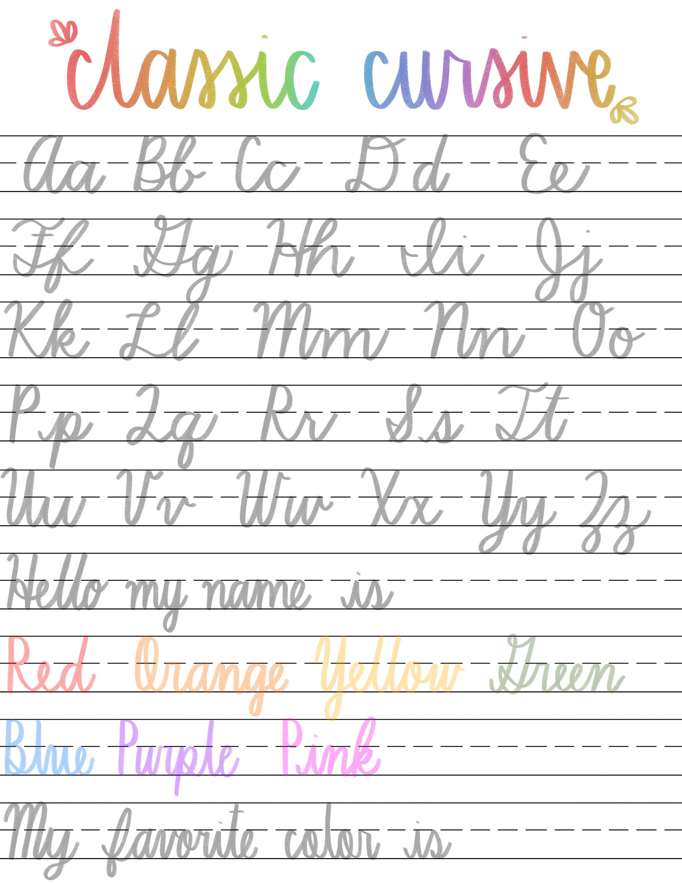 Práctica de escritura a mano hoja completa los niños | Etsy